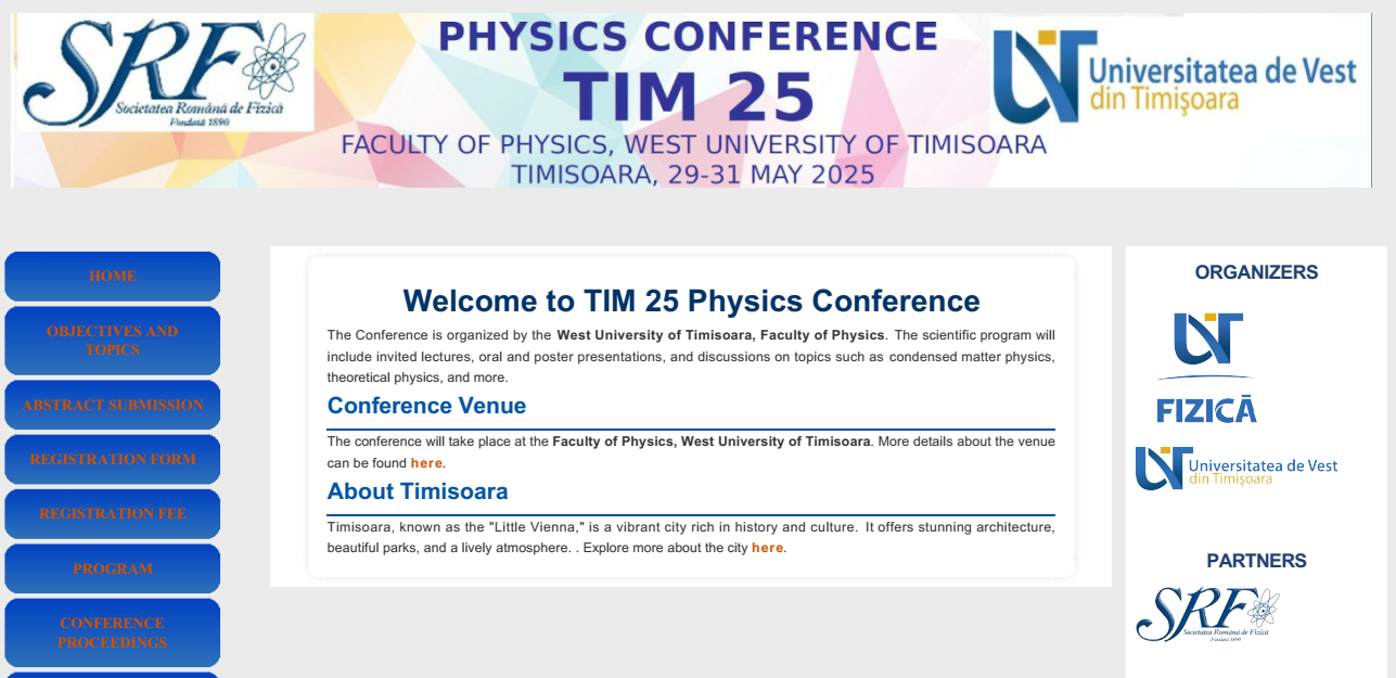 TIM 25 Physics Conference - Facultatea de Fizica